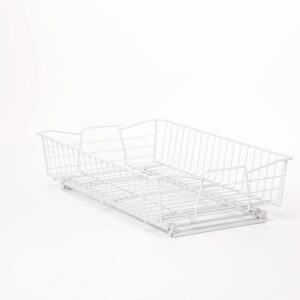 Knape & Vogt Simply Put 14-in W x 5.25-in H Metal 2-Tier Pull Out Cabinet Basket, 14 Inch, White Powder Coated Finish