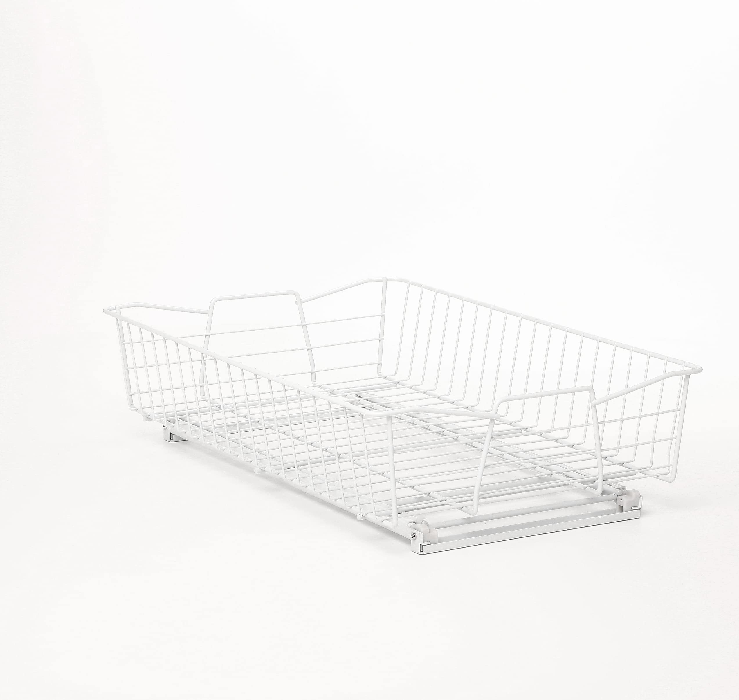 Knape & Vogt Simply Put 14-in W x 5.25-in H Metal 2-Tier Pull Out Cabinet Basket, 14 Inch, White Powder Coated Finish