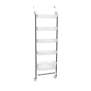 household essentials household essentials over the door basket storage rack, white and black