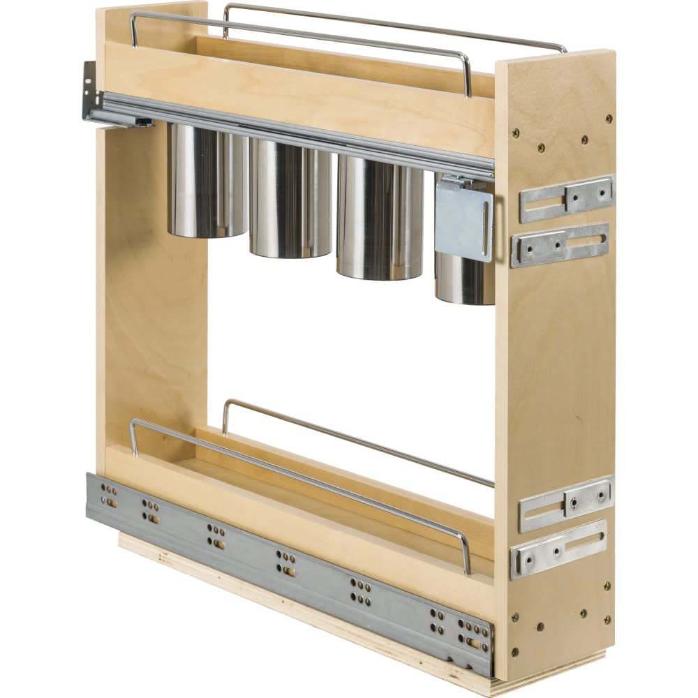 Hardware Resources 5.5" Base Cabinet Soft-Close Pullout Utensil Organizer with Patented No Wiggle Technology to Eliminate Rocking, Pre-Assembled with Steel Bins for 9" Base Cabinets