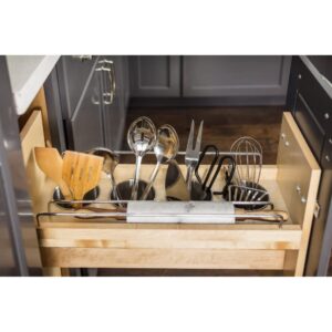 Hardware Resources 5.5" Base Cabinet Soft-Close Pullout Utensil Organizer with Patented No Wiggle Technology to Eliminate Rocking, Pre-Assembled with Steel Bins for 9" Base Cabinets