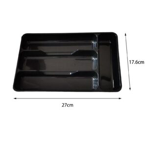 Milageto Cutlery Tray Multifunction Fittings with 4 Compartments Organizer Cutlery Storage Box for Flatware Silverware Stationery Kitchen Drawer, Black