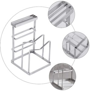 Hemoton Stainless Steel Pot Lid Stand Chopping Board Rack Knife Storage Block Kitchen Organizer Accessory