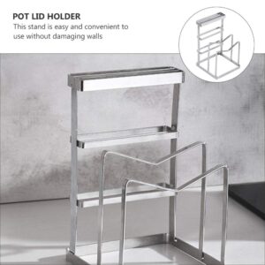 Hemoton Stainless Steel Pot Lid Stand Chopping Board Rack Knife Storage Block Kitchen Organizer Accessory