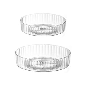 zearly 2 pack lazy susan organizer turntable, round plastic clear rotating turntable organization, turntable organizer spice rack organizer for kitchen, pantry, countertop, bathroom