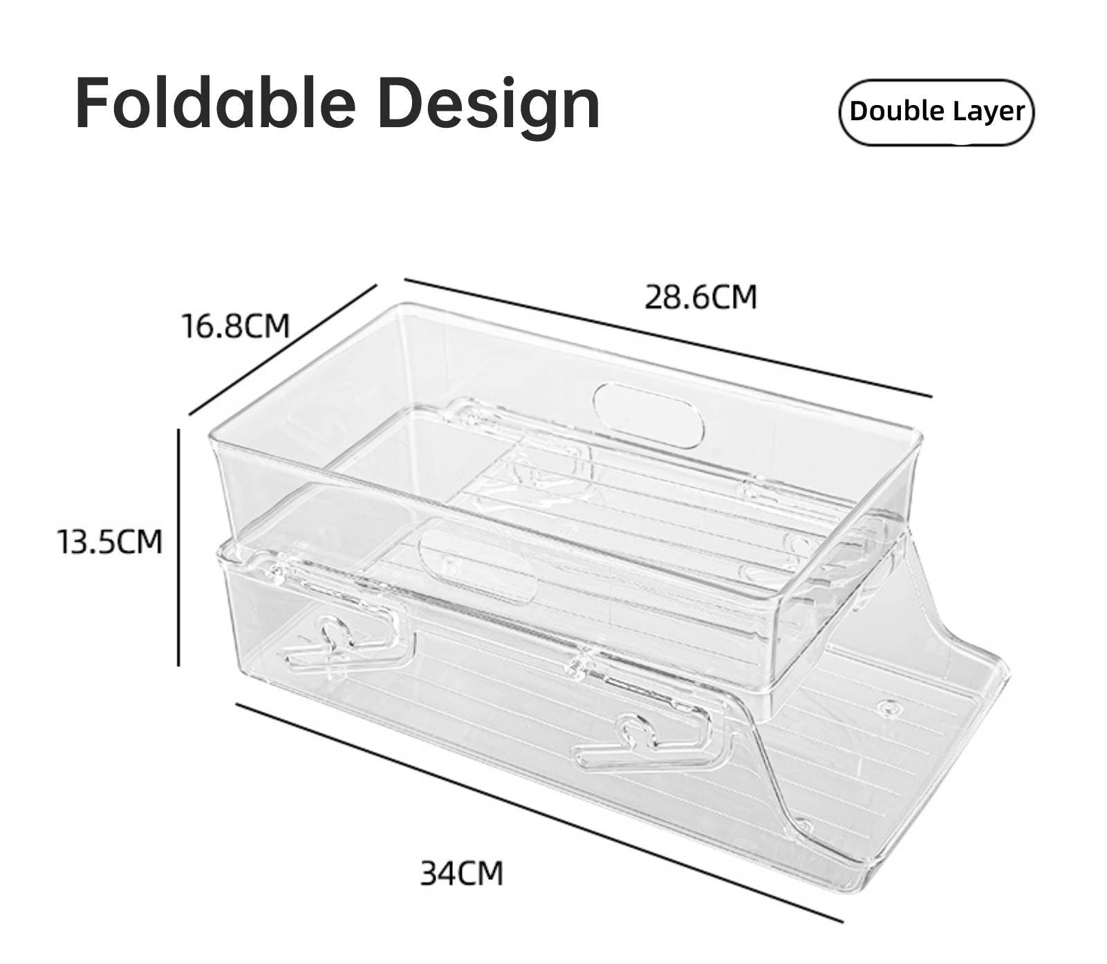 Beverage Can Organizer for Refrigerator, Soda Can Dispenser for Refrigerator Double Layer Liftable and Foldable Soda Can Storage Bin, Automatic Rolling Plastic Drink Holder for Fridge, Pantry, Cabinet