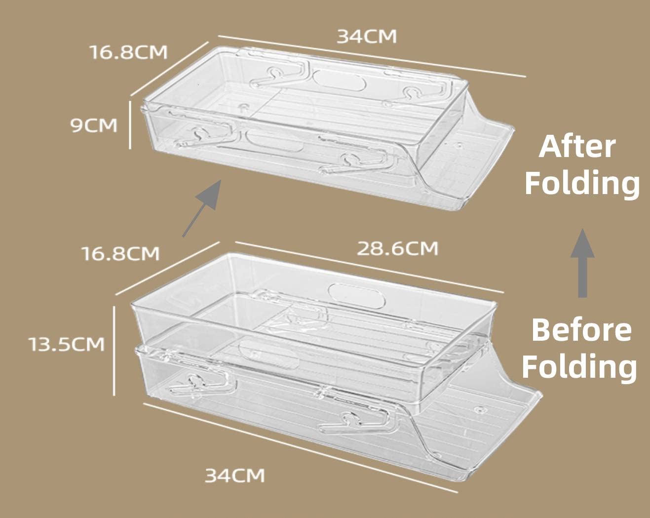 Beverage Can Organizer for Refrigerator, Soda Can Dispenser for Refrigerator Double Layer Liftable and Foldable Soda Can Storage Bin, Automatic Rolling Plastic Drink Holder for Fridge, Pantry, Cabinet