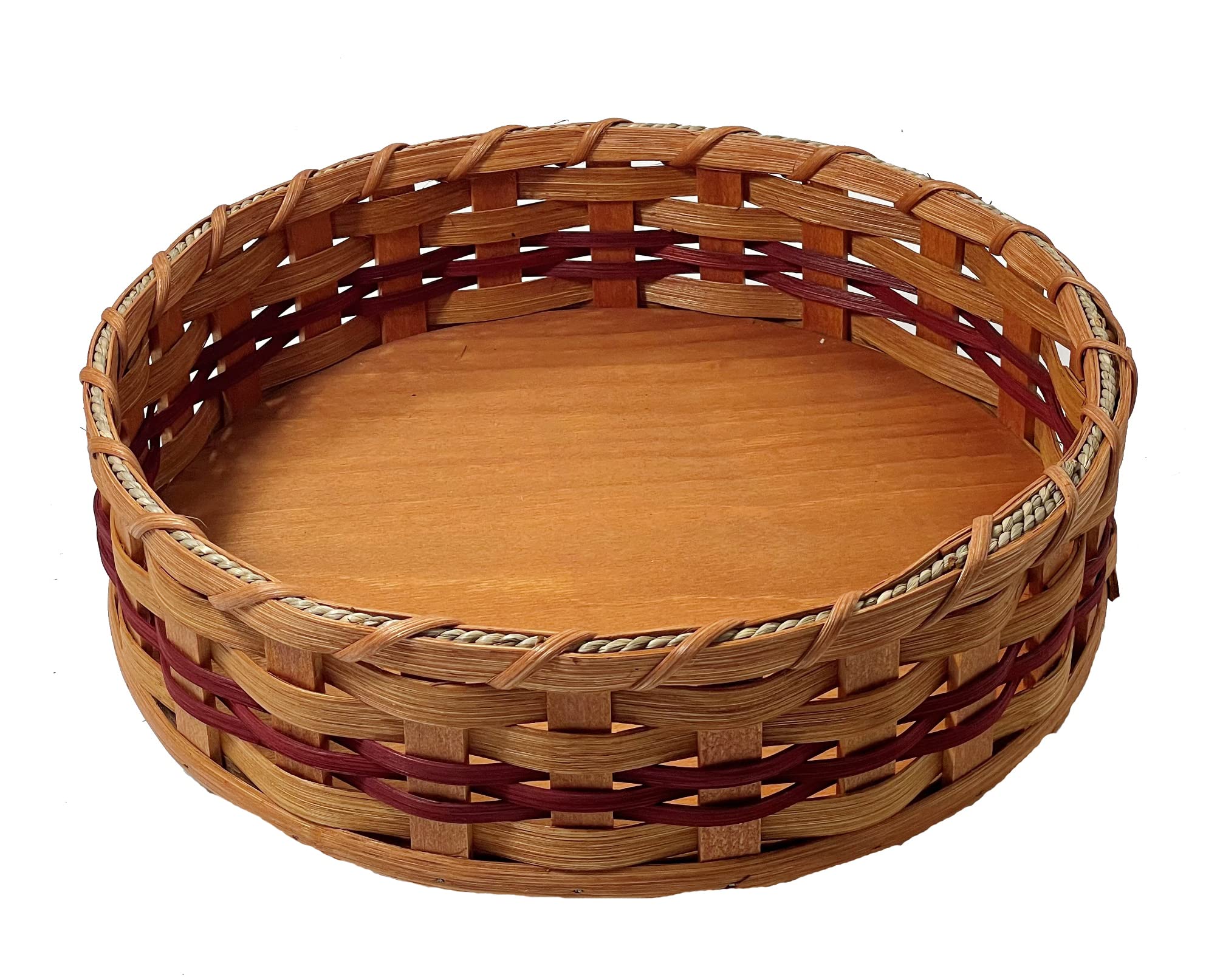 AMISH BASKETS AND BEYOND Amish Tabletop Lazy Susan 12" Oak Storage Basket (Green)