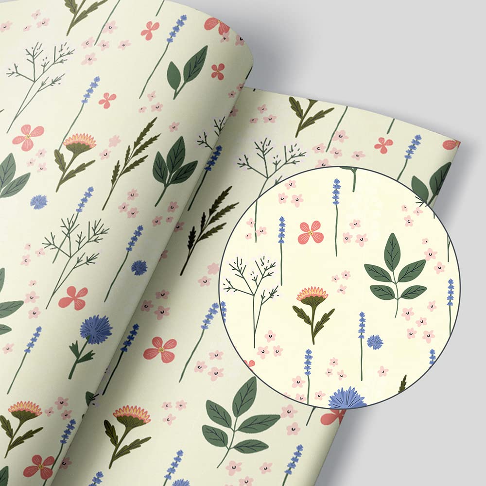 Self Adhesive Cute Yellow Floral Drawer Liner Contact Paper Wallpaper for Walls Cabinets Dresser Drawer Table Desk Furniture Decal 17.7X117 Inches