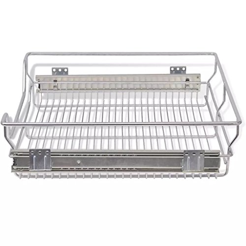 Festnight Pack of 2 Pull-Out Wire Storage Baskets Rack Sliding Steel Cabinet Slides Under Shelves Sliding Organizer for Kitchen Pantry Bathroom Cupboard Suitable for 23.6" Wide Cabinet