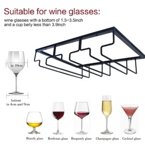 Wine Glass Rack - 3 Rows Under Cabinet Stemware Wine Glass Holder Glasses Storage Hanger Metal Organizer for Bar,Kitchen,Black (1 Pack)