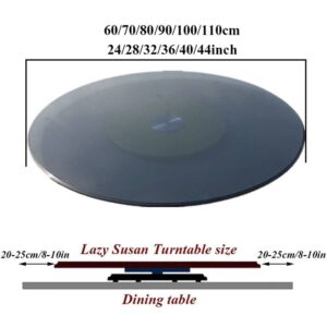 10MM Thick Lazy Susan, 24'' 28'' 32'' 36'' 40'' Large Tempered Glass Turntable Serving Plate,360-degree Dining Table Rotating Tray,Smooth/Silent/Durable (Size : 24in/60cm)