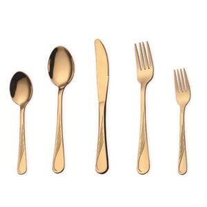 50-piece gold silverware set stainless steel flatware cutlery, eating utensils set for 10, forks spoons knives silverware for restaurant hotel family gatherings daily use