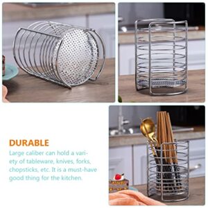 Luxshiny Kitchen Utensils Holder Cutlery Silverware Drying Rack Stainless Steel Chopsticks Drainage Basket Flatware Drainer Holder for Home Kitchen Silver