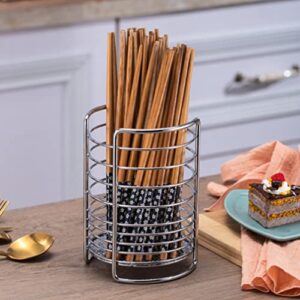 Luxshiny Kitchen Utensils Holder Cutlery Silverware Drying Rack Stainless Steel Chopsticks Drainage Basket Flatware Drainer Holder for Home Kitchen Silver