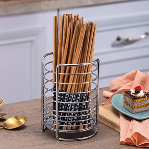 Luxshiny Kitchen Utensils Holder Cutlery Silverware Drying Rack Stainless Steel Chopsticks Drainage Basket Flatware Drainer Holder for Home Kitchen Silver