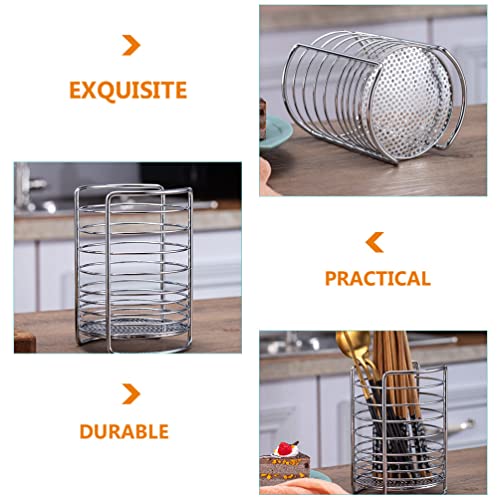 Luxshiny Kitchen Utensils Holder Cutlery Silverware Drying Rack Stainless Steel Chopsticks Drainage Basket Flatware Drainer Holder for Home Kitchen Silver