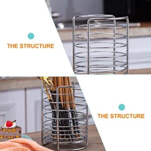 Luxshiny Kitchen Utensils Holder Cutlery Silverware Drying Rack Stainless Steel Chopsticks Drainage Basket Flatware Drainer Holder for Home Kitchen Silver