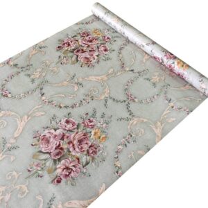 hoyoyo self-adhesive shelf liners paper, removable self adhesive shelf liner dresser drawer wall stickers home decoration,grey peony floral 17.8 x 118 inches