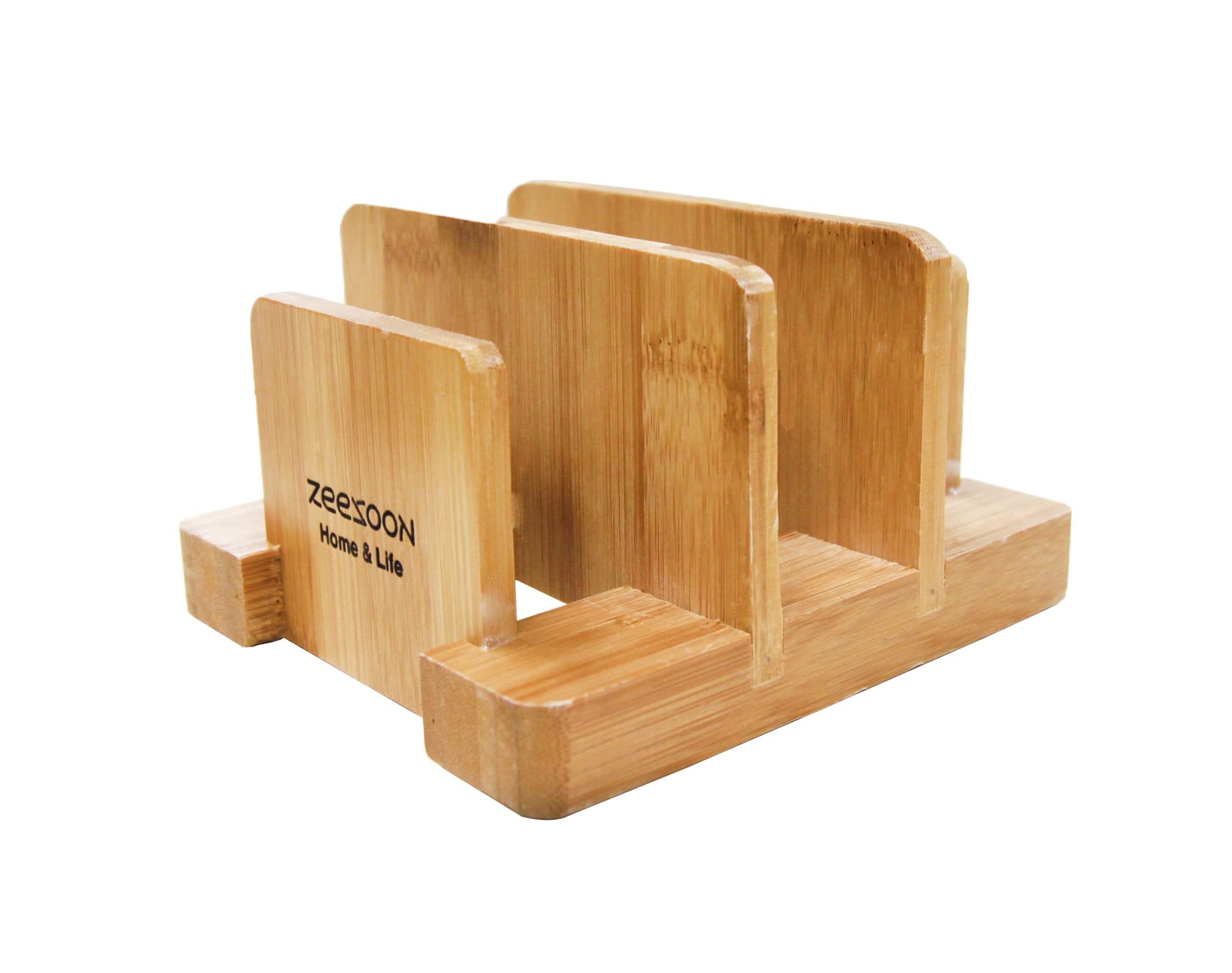 ZEESOON Turtle Rack Cutting Board Organizer 3 Slots Kitchen Pantry Wooden Rack Cabinet Organizer for Cutting Board, Dish, Bakeware, Plate, Pot Lid, Cook Books, Book Stand Holder