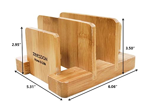 ZEESOON Turtle Rack Cutting Board Organizer 3 Slots Kitchen Pantry Wooden Rack Cabinet Organizer for Cutting Board, Dish, Bakeware, Plate, Pot Lid, Cook Books, Book Stand Holder