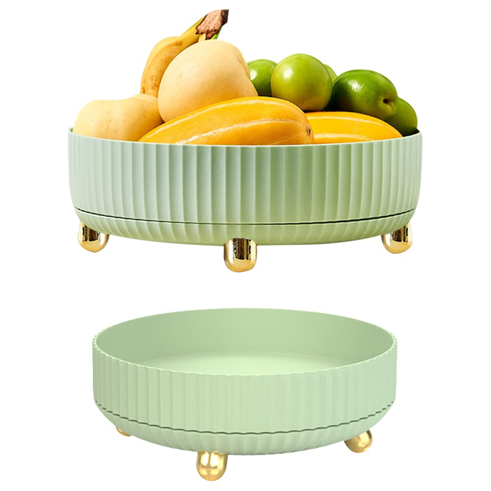 2 Pack Lazy Susan Rotating Storage Organizer Turntable Spice Holder for Kitchen Pantry Cabinet Dining Table Fridge Countertop Dresser, Spinning Food Container for Condiment, 9 Inch + 11 Inch, Cyan