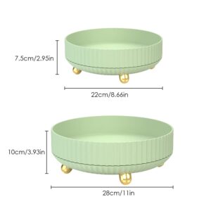 2 Pack Lazy Susan Rotating Storage Organizer Turntable Spice Holder for Kitchen Pantry Cabinet Dining Table Fridge Countertop Dresser, Spinning Food Container for Condiment, 9 Inch + 11 Inch, Cyan