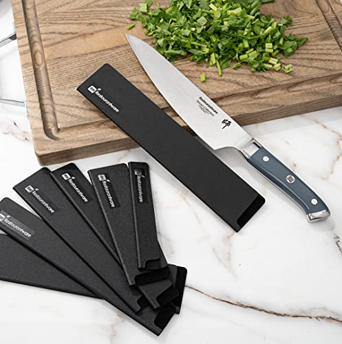 Restaurantware Sensei 10.5 x 2 Inch Knife Sleeve, 1 Knife Protector - Fits Chef Knife, Felt Lining, Black Plastic Knife Blade Guard, Durable, Cut-Proof