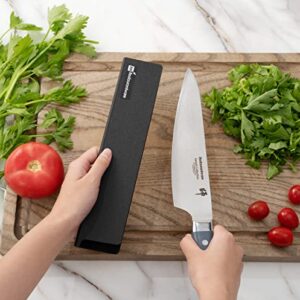 Restaurantware Sensei 10.5 x 2 Inch Knife Sleeve, 1 Knife Protector - Fits Chef Knife, Felt Lining, Black Plastic Knife Blade Guard, Durable, Cut-Proof