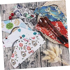 Homoyoyo 8pcs Cutlery Storage Bag Spoon Pouch Spoon Carrying Case Japanese Tableware Bags Outdoor Tableware Pouch House Fan Flatware Bag Travel Storage Bags Portable Linen