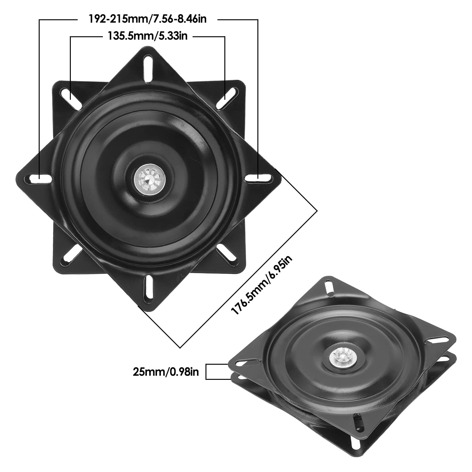 7in Chair Turntable Base Square Rotating Swivel Plate 180 Degree Automatic Rebound Dual Bearings Run for Furniture Chairs,Bar Chairs,Office Chairs,Car Chairs, Display Racks