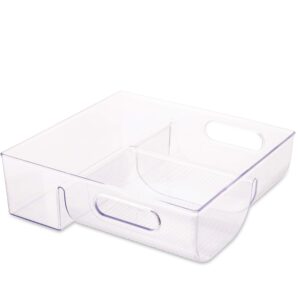 Homeries 3 Compartment Acrylic Food Container & Pot Lid Organizer, Clear, 2 Pack