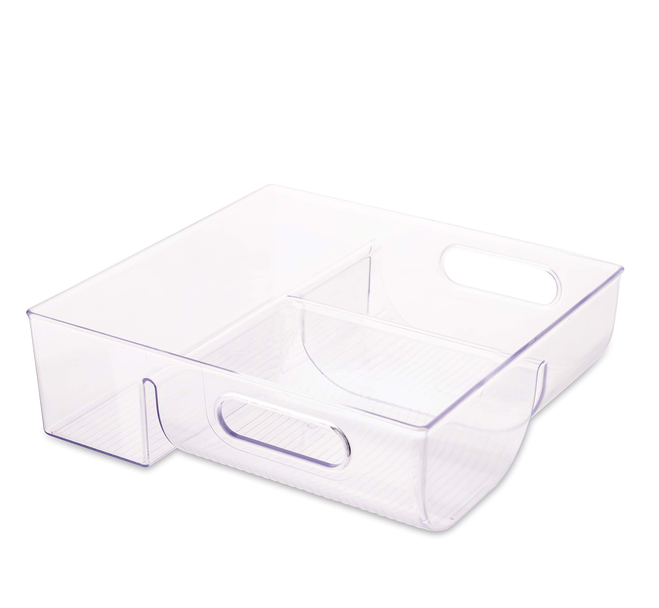 Homeries 3 Compartment Acrylic Food Container & Pot Lid Organizer, Clear, 2 Pack