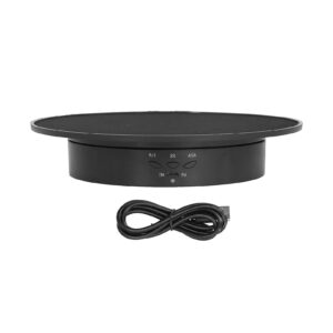 Yctze Motorized Rotating Display Stand, 200mm Motorized Rotating Display Stand Bracket 3 Speed USB Powered Jewelry Electric Rotating Turntable (【Black 200MM Suede English Version】)