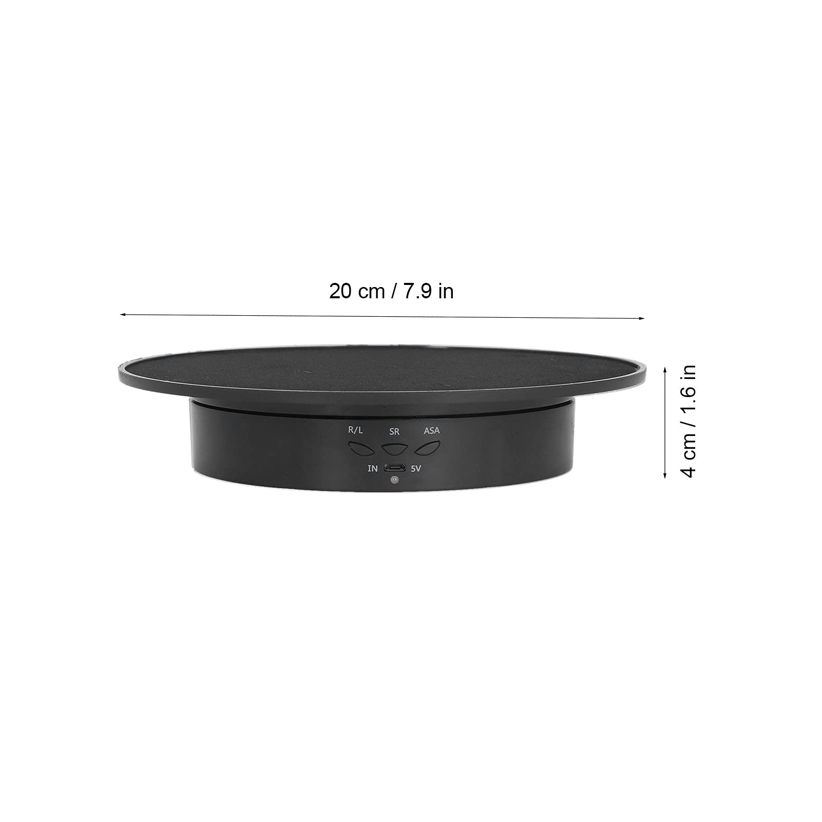 Yctze Motorized Rotating Display Stand, 200mm Motorized Rotating Display Stand Bracket 3 Speed USB Powered Jewelry Electric Rotating Turntable (【Black 200MM Suede English Version】)