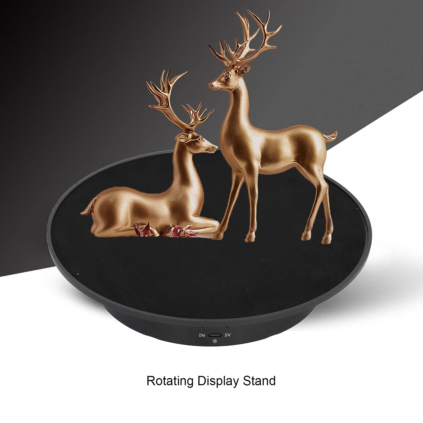 Yctze Motorized Rotating Display Stand, 200mm Motorized Rotating Display Stand Bracket 3 Speed USB Powered Jewelry Electric Rotating Turntable (【Black 200MM Suede English Version】)