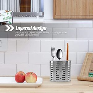 Cabilock Stainless Steel Utensil Holder Stainless Steel Kitchen Utensils Chopsticks Holder Drying Rack Basket Silverware Cutlery Organizer Rack for Countertop Utensil Drying Rack