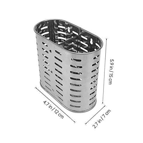 Cabilock Stainless Steel Utensil Holder Stainless Steel Kitchen Utensils Chopsticks Holder Drying Rack Basket Silverware Cutlery Organizer Rack for Countertop Utensil Drying Rack