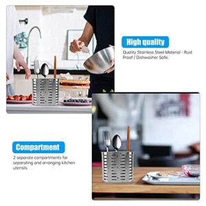 Cabilock Stainless Steel Utensil Holder Stainless Steel Kitchen Utensils Chopsticks Holder Drying Rack Basket Silverware Cutlery Organizer Rack for Countertop Utensil Drying Rack