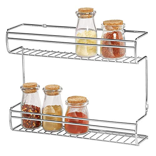 InterDesign Classico 2-Shelf Wall Mount Spice Organizer Rack for Kitchen Storage - Chrome