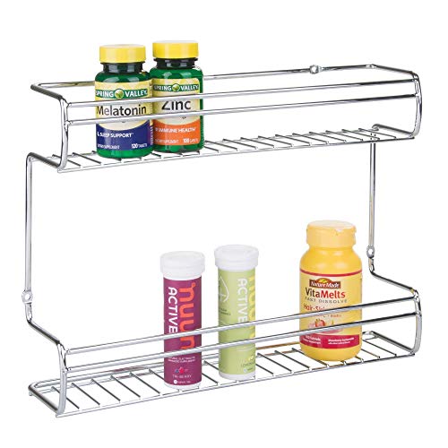 InterDesign Classico 2-Shelf Wall Mount Spice Organizer Rack for Kitchen Storage - Chrome