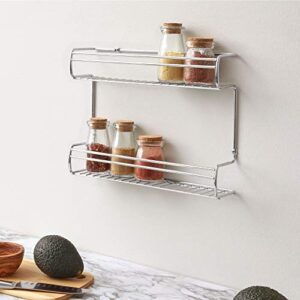 InterDesign Classico 2-Shelf Wall Mount Spice Organizer Rack for Kitchen Storage - Chrome