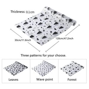 Waterproof Shelf Liner Cover Non Slip Non Adhesive Flower Printed Cabinets Liners for Kitchen Drawer Refrigerator 2 Rolls (12 * 94.5 inch) (Leaves)