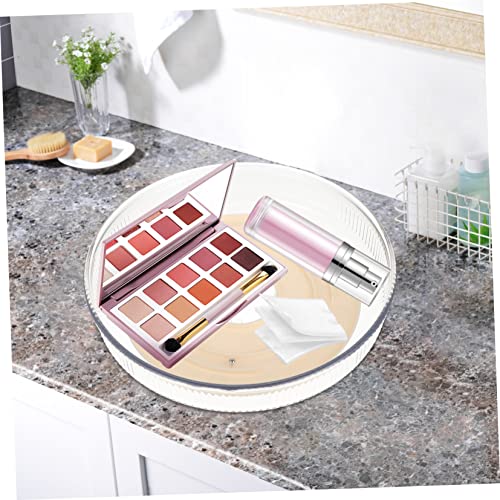 Zerodeko rotatable Tray Kitchen Sundries Holder Storage Round Makeup Organizer Tray Clear Turntable Organizer Fridge Desk Tray Rotating Condiment Rack Seasoning The pet Cosmetic to Rotate