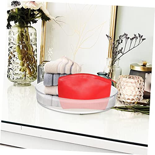 Zerodeko rotatable Tray Kitchen Sundries Holder Storage Round Makeup Organizer Tray Clear Turntable Organizer Fridge Desk Tray Rotating Condiment Rack Seasoning The pet Cosmetic to Rotate