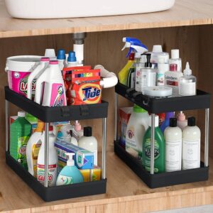 MS'Skincal Organize Your Bathroom 2-Pack Under Sink Organizer - 2-Tier Sliding Cabinet Basket Drawers for Perfect Bathroom Storage and Neat Organization