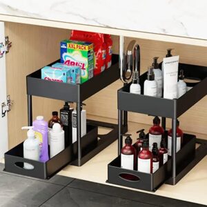 MS'Skincal Organize Your Bathroom 2-Pack Under Sink Organizer - 2-Tier Sliding Cabinet Basket Drawers for Perfect Bathroom Storage and Neat Organization