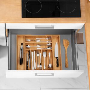 Kitchen Drawer Organizer - 9 Section Expandable Silverware Tray Utensil Organizer Cutlery Holder for Home Kitchen Supplies Storage Box