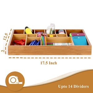 Bambüsi Bamboo Drawer Organizer Tray Adjustable Drawer Organizer with Removable Dividers