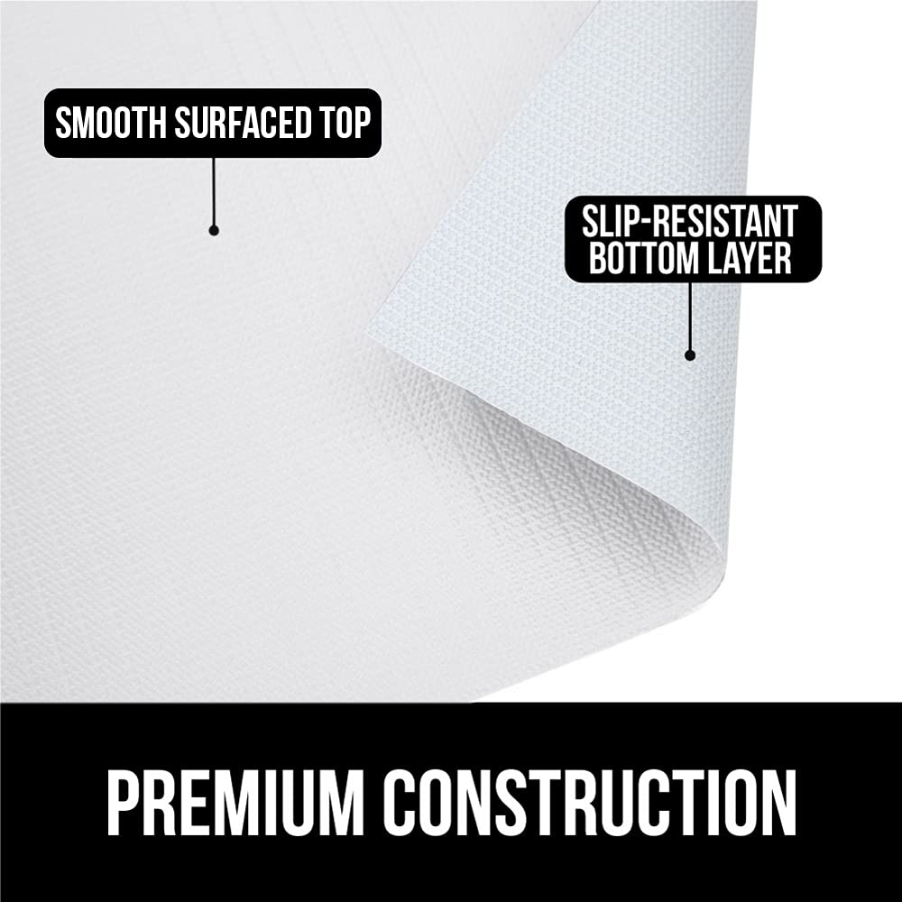 Gorilla Grip Drawer Liner and Smooth Drawer Liner, Shelf Liner Size 12x10 in White, Bathroom Storage Shelves, Smooth Liner Size 17.5x20 in White, Non Adhesive, 2 Item Bundle